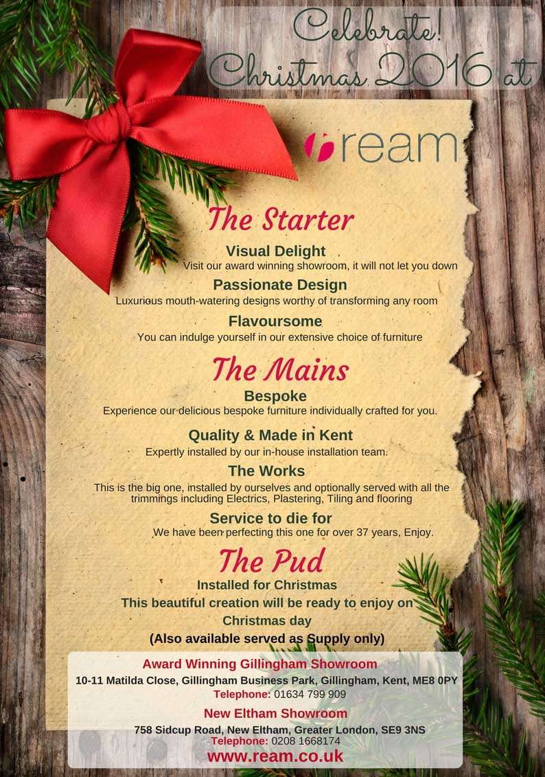 Menu for Christmas - Ream Interiors